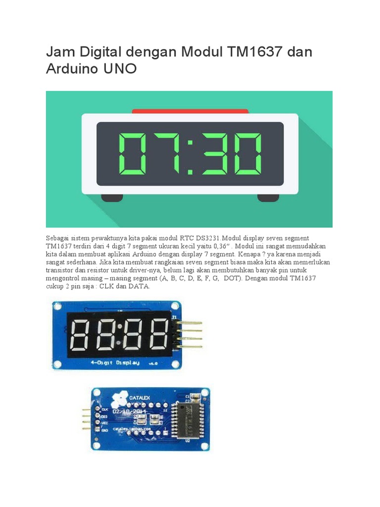 Jam Digital Dengan Modul TM1637 Dan Arduino UNO | PDF