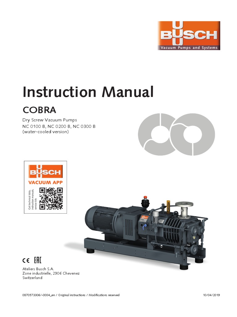 Busch Instruction Manual Cobra NC 0100 0300 B WCV en 0870573306 | PDF ...