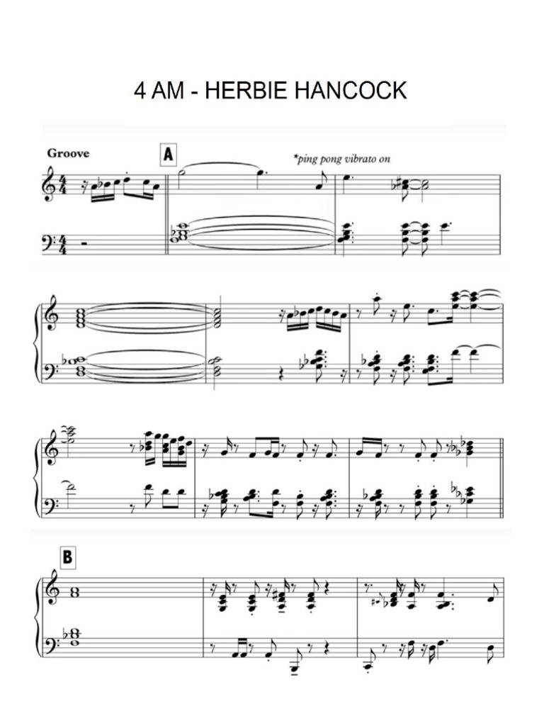 4 AM Herbie Hancock 1980 Piano Part No Lead Synth Line PDF | PDF