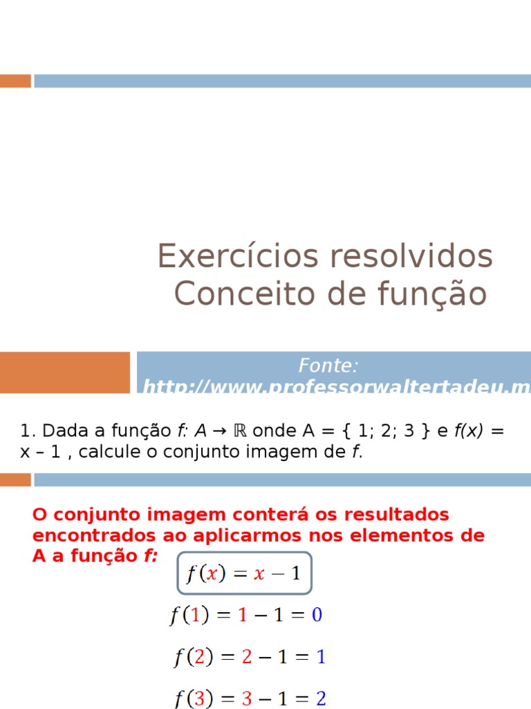 Exercícios Resolvidos Conceito De Função Pdf Função Matemática