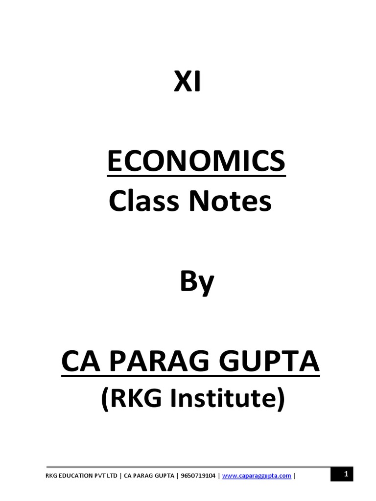 XI Economics Class Notes by Ca Parag Gupta: (RKG Institute) | PDF ...