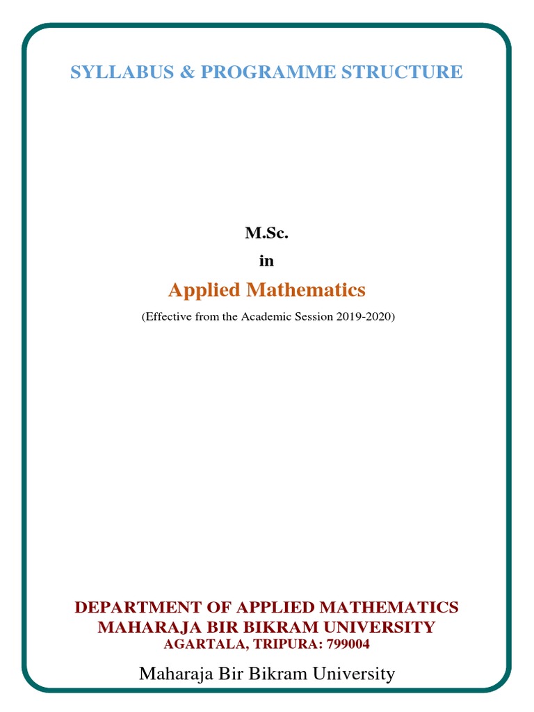 Applied Mathematics: Syllabus & Programme Structure | PDF | Vortices ...