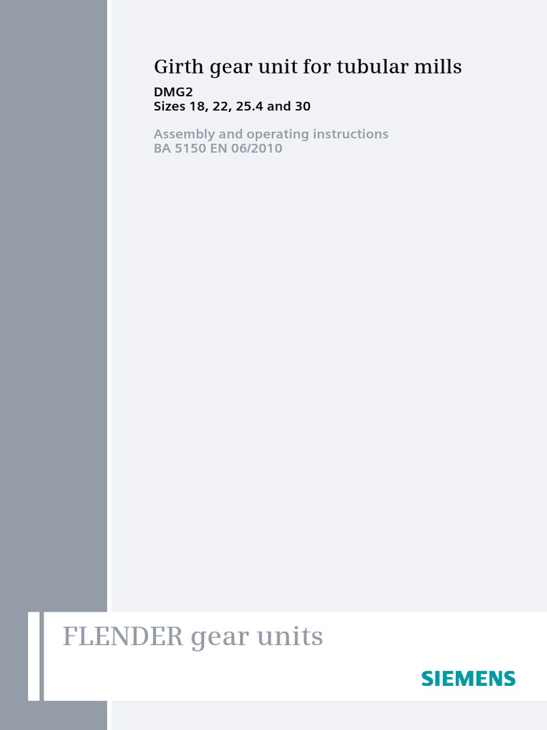 FLENDER Gear Units: Girth Gear Unit For Tubular Mills | PDF | Gear | Safety