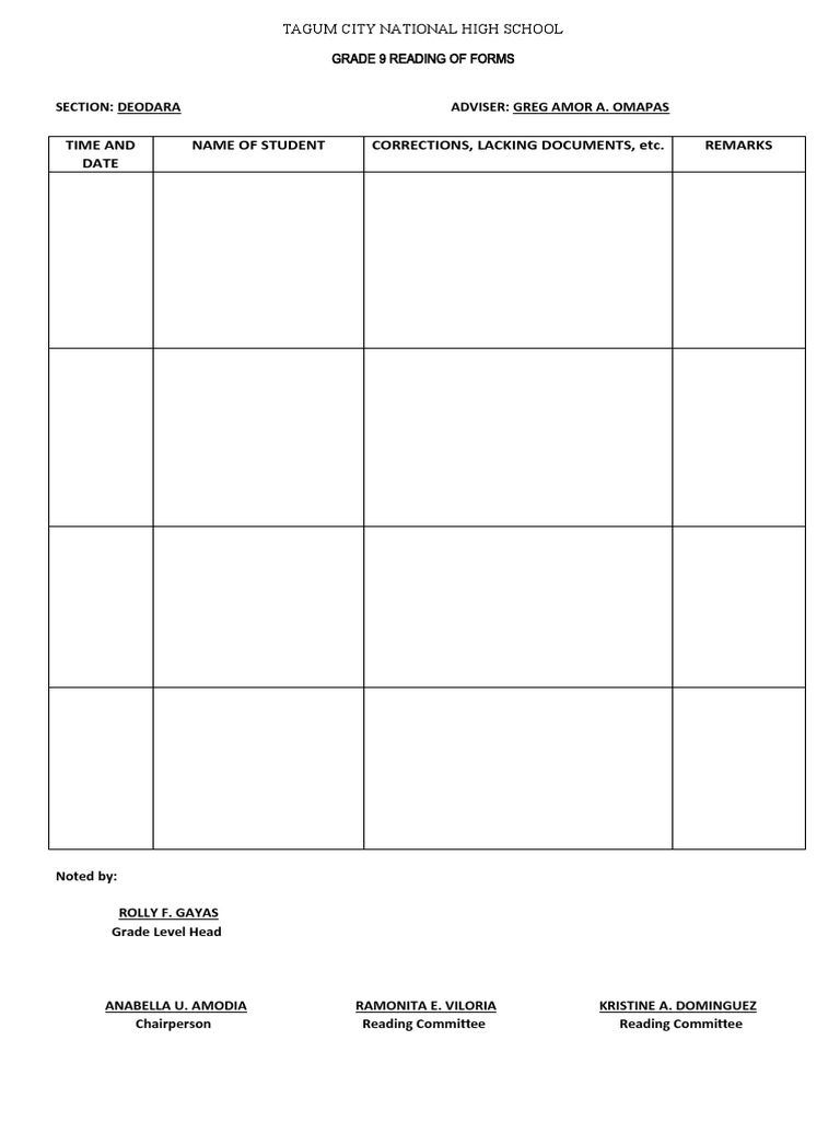 Reading of Forms Document | PDF