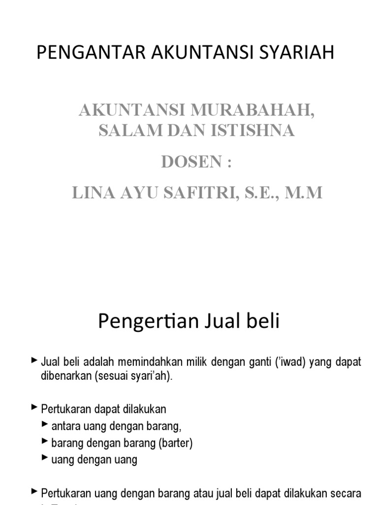 Akuntansi Murabahah Salam Dan Istishna Las | PDF