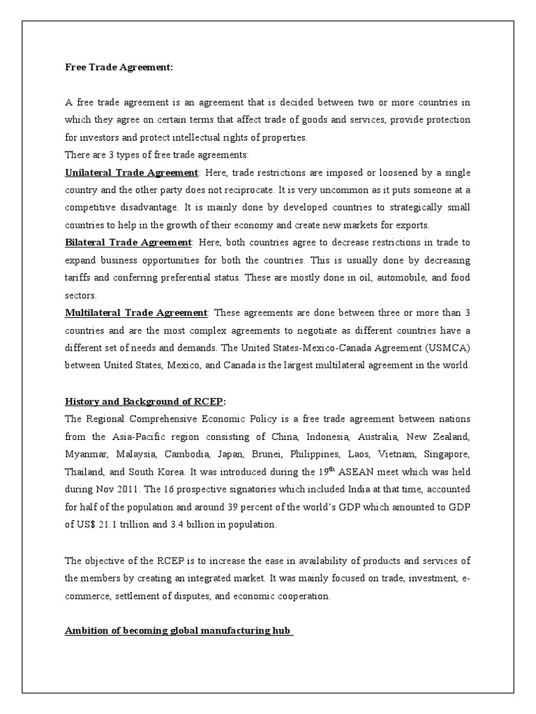 Trade Agreement | PDF | Trade Agreements | Business