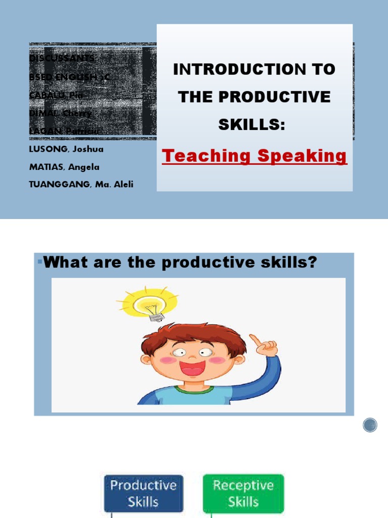 Introduction To The Productive Skills:: Teaching Speaking | PDF