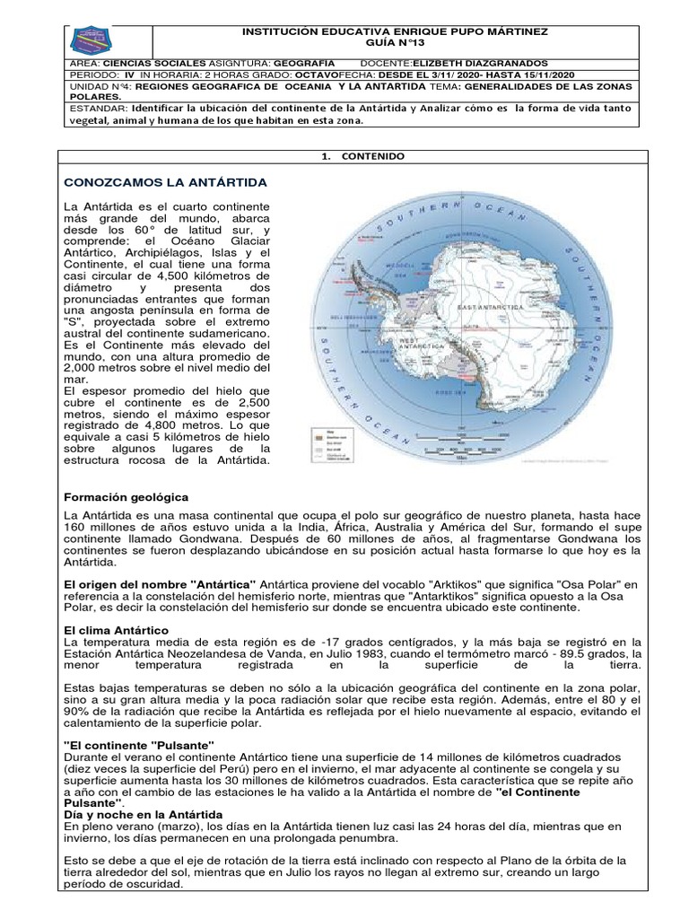 Guia#13 La Antartida | PDF | Antártida | Tierra