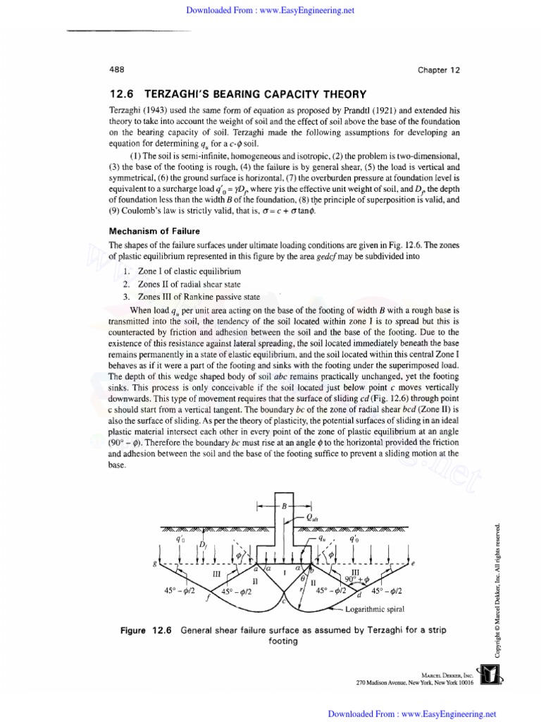 Terzaghi's Bearing Capacity Theory Explained | PDF | Chemistry ...