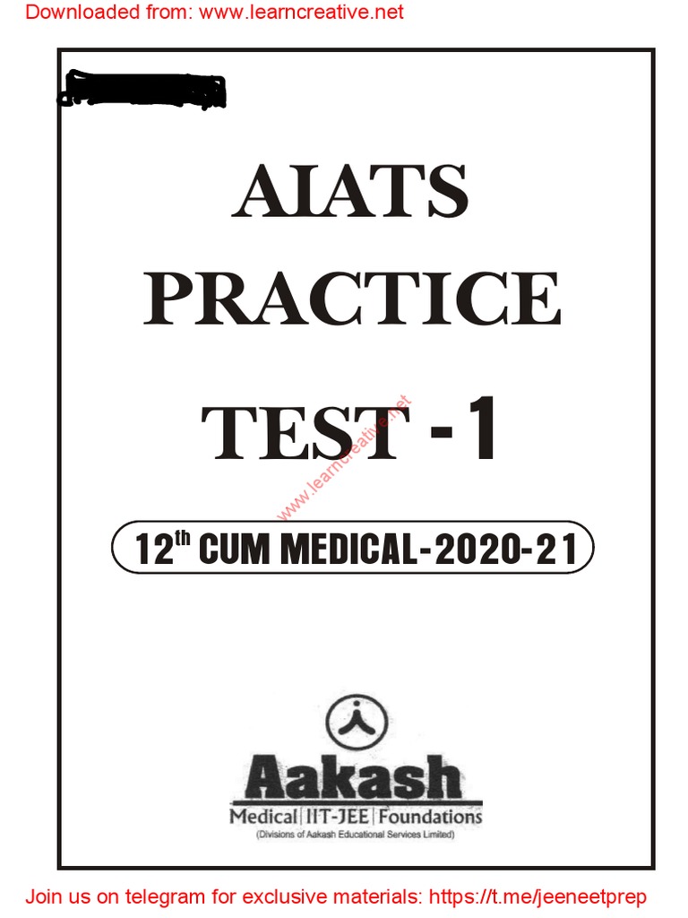 AIATS TEST-1 12 Practice Neetquestionpaper2020 Unlocked | PDF
