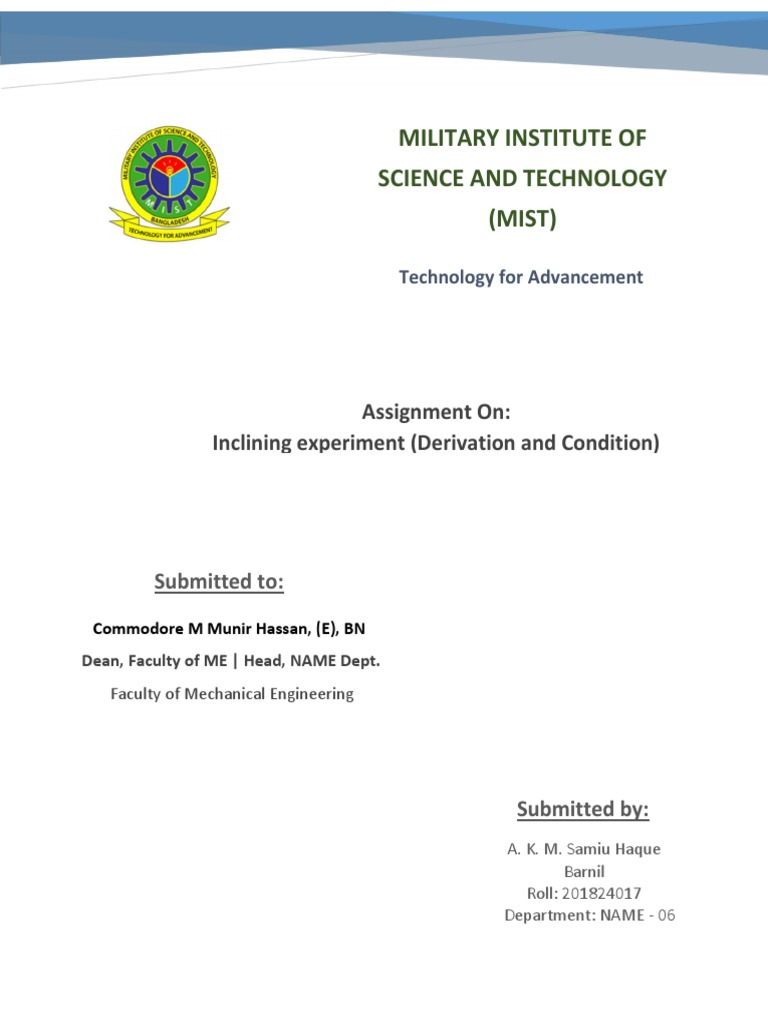 Military Institute of Science and Technology (MIST) : Assignment On ...