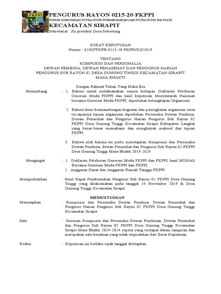 Pengurus Rayon 0215 | PDF