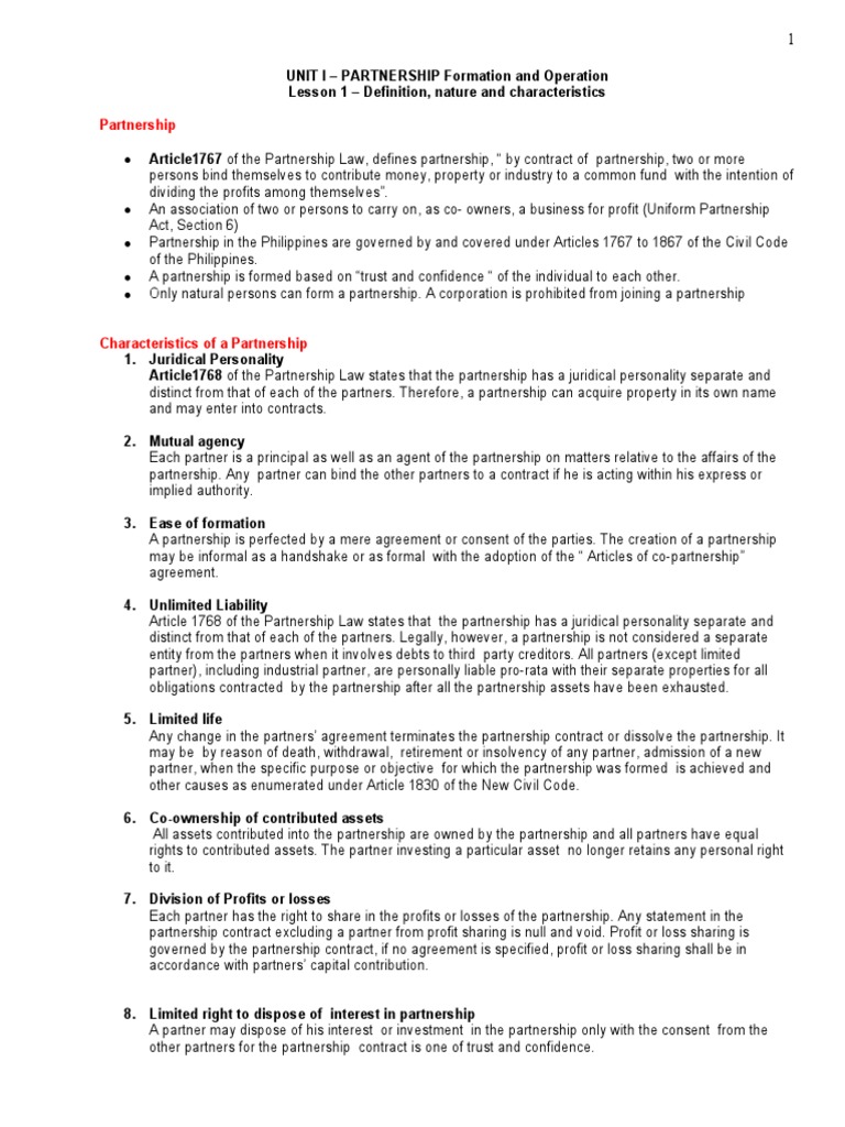 Unit I Partnership Formation and Operation | PDF | Debits And Credits ...