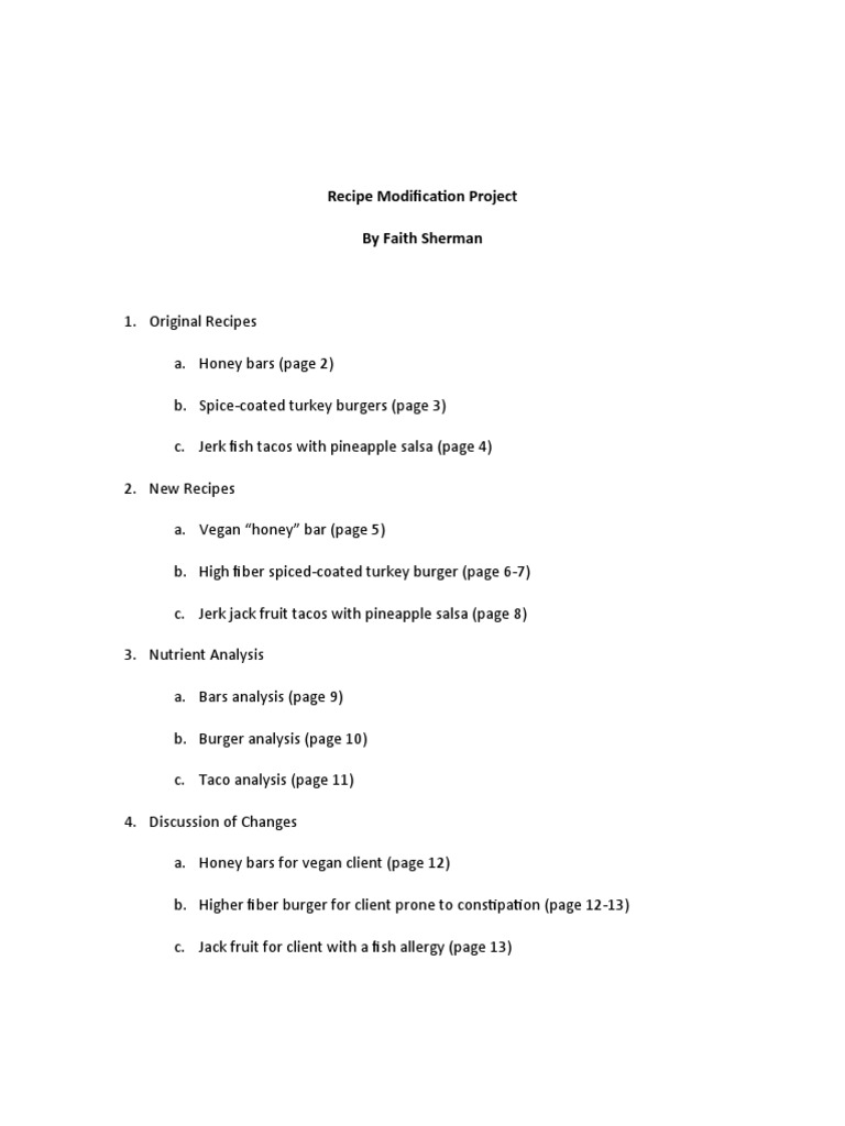 Recipe Modification Project | PDF | Hamburgers | Veganism