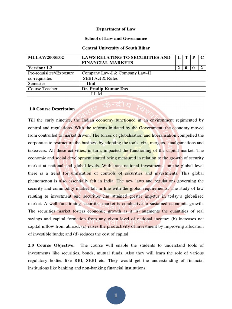 PG, Laws Relating To Securities and Financial Markets | PDF | Bonds ...
