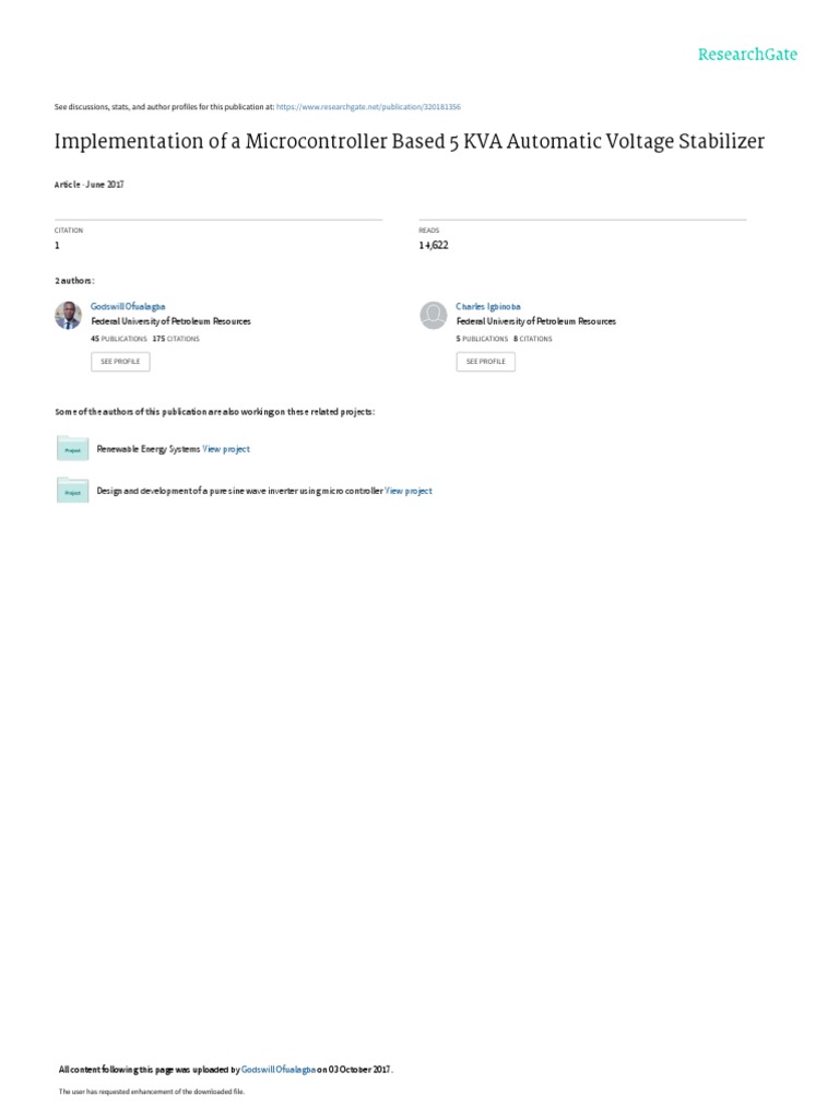 Implementation of A Microcontroller Based 5 KVA Automatic Voltage Stabilizer | Download Free PDF ...