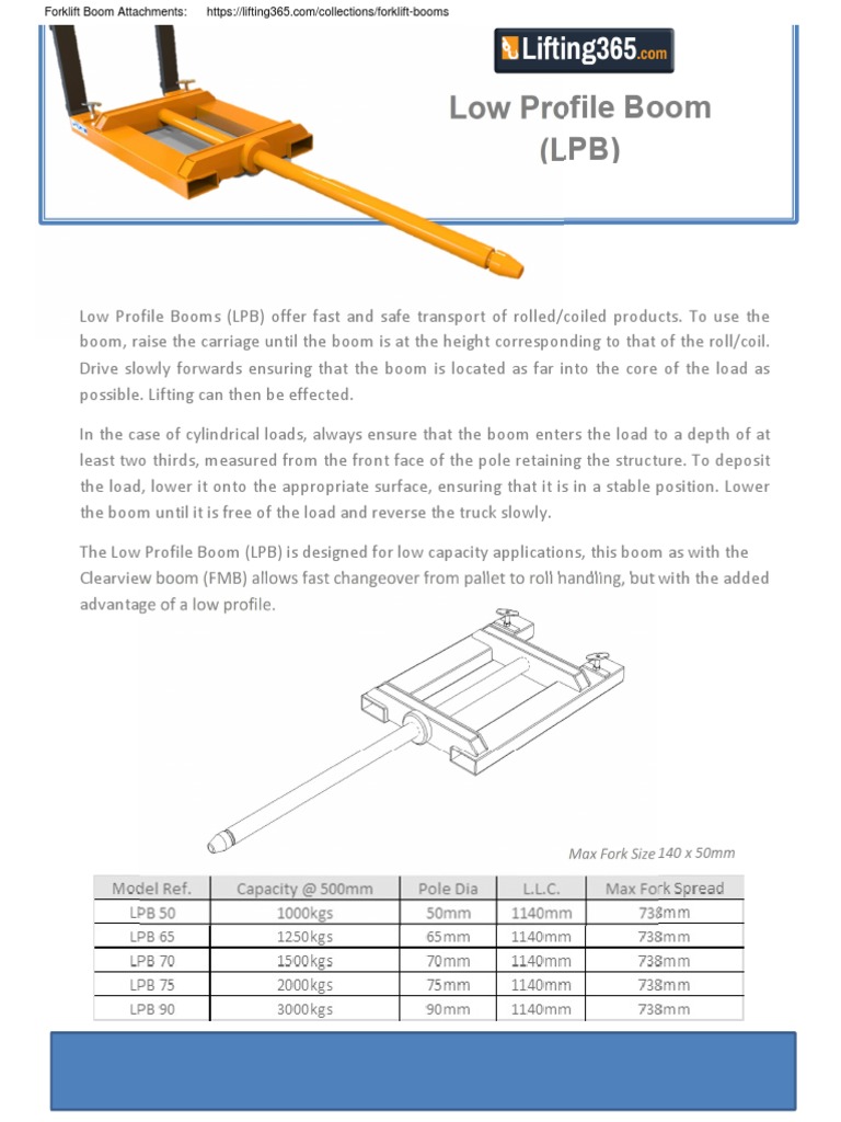 Forklift Boom Attachments - Lifting365 | PDF