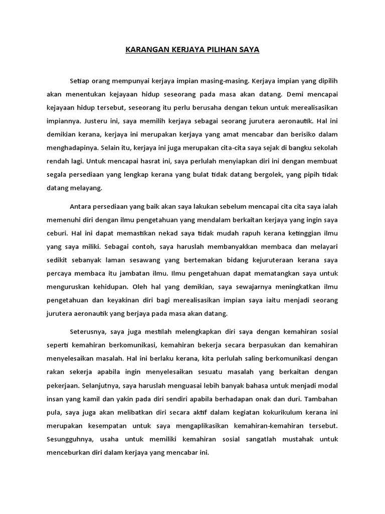Kerjaya Impian: Jurutera Aeronautik | PDF | Bisnis