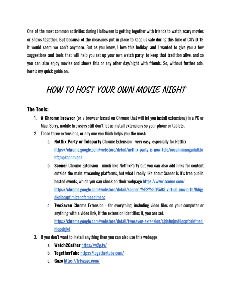 Halloween Watch Party Quick Guide | PDF | Web Application | Netflix