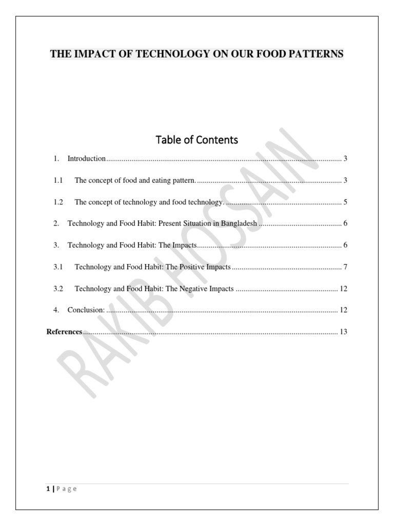 The Impact of Technology On Our Food Patterns | PDF | Foods | Agriculture