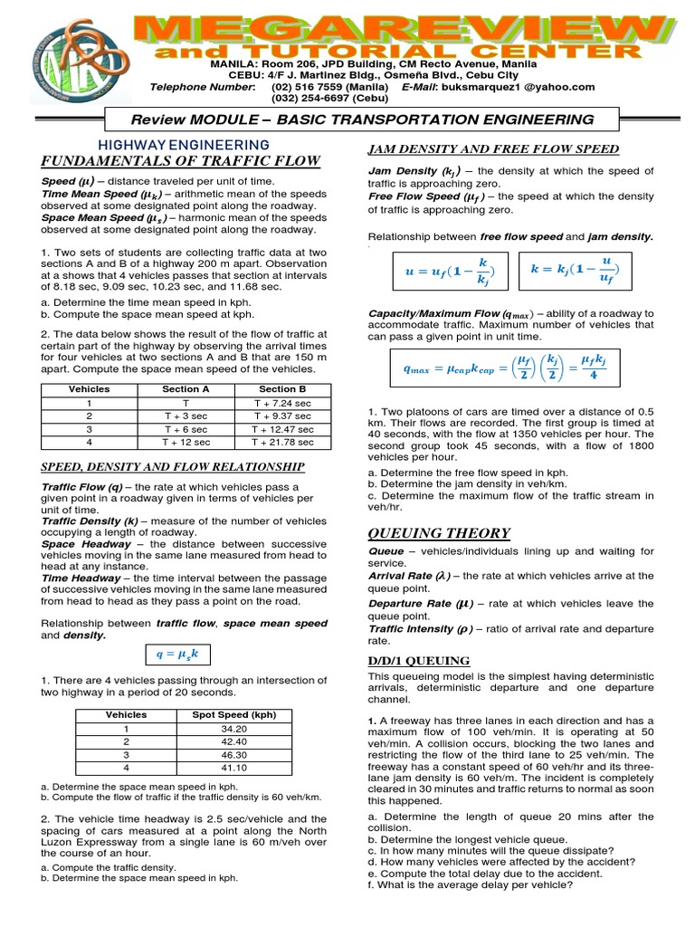 Review Module 14 Transportation Engineering Part 1 | PDF | Traffic ...