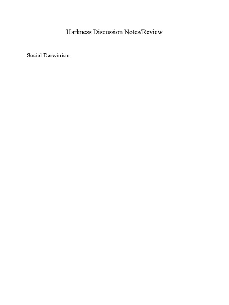 Harkness Discussion Notes/Review: Social Darwinism | PDF | Imperialism ...