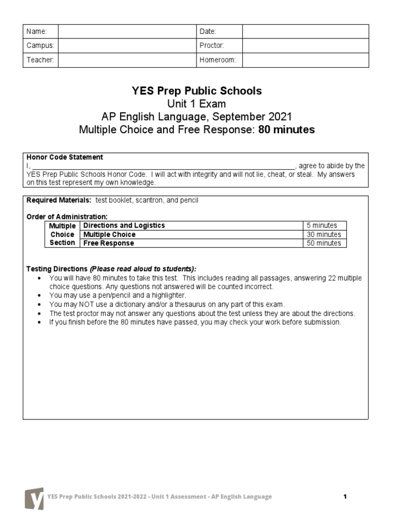 AP Lang Unit 1 Exam Overview | PDF | Nonviolence | Thomas Carlyle