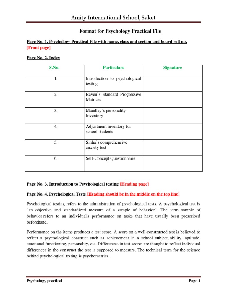 Psychology Practical File | Download Free PDF | Industrial And ...