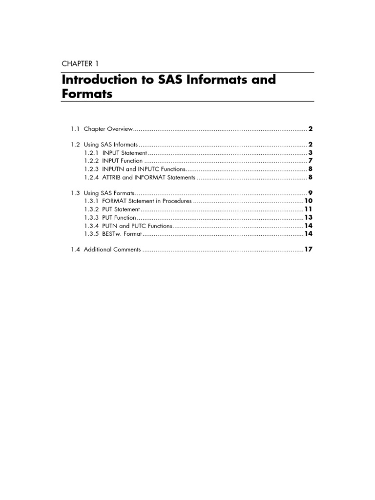 Introduction To SAS Informats and Formats | PDF | Computers | Technology & Engineering