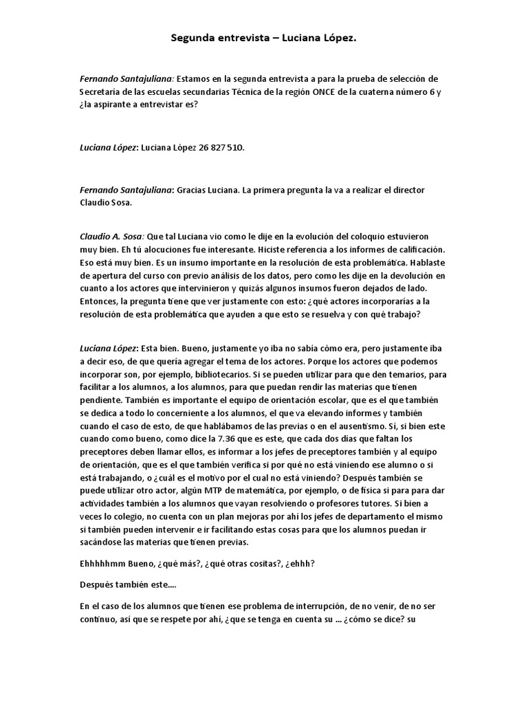 Segunda Entrevista Luciana Lopez | PDF | Crecimiento personal y profesional