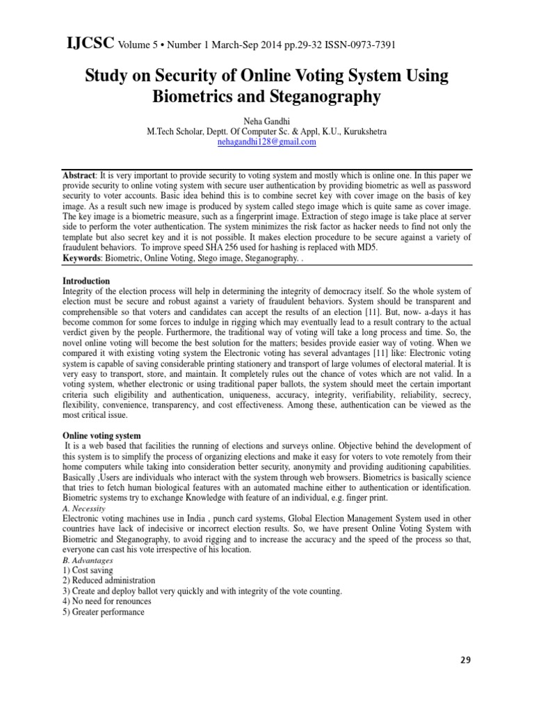 Online Voting System Using Biometrics and Steganography | PDF ...