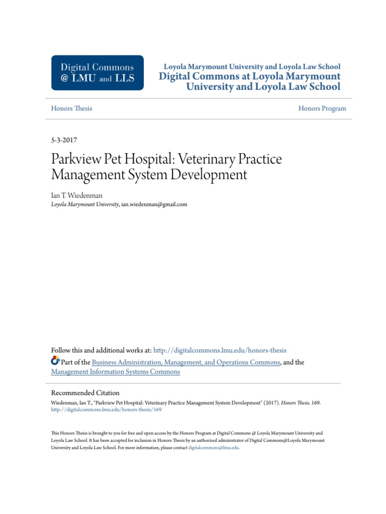 Parkview Pet Hospital - Veterinary Practice Management System Deve ...