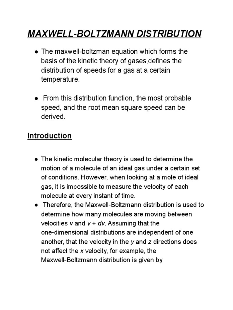 Maxwell-Boltzmann Distribution | PDF | Gases | Velocity