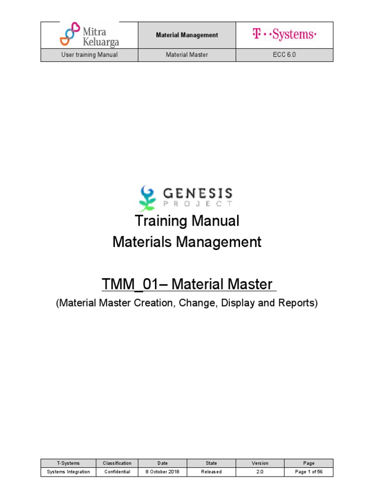 TMM - 01 - Material Master - V2.0 | PDF | Business