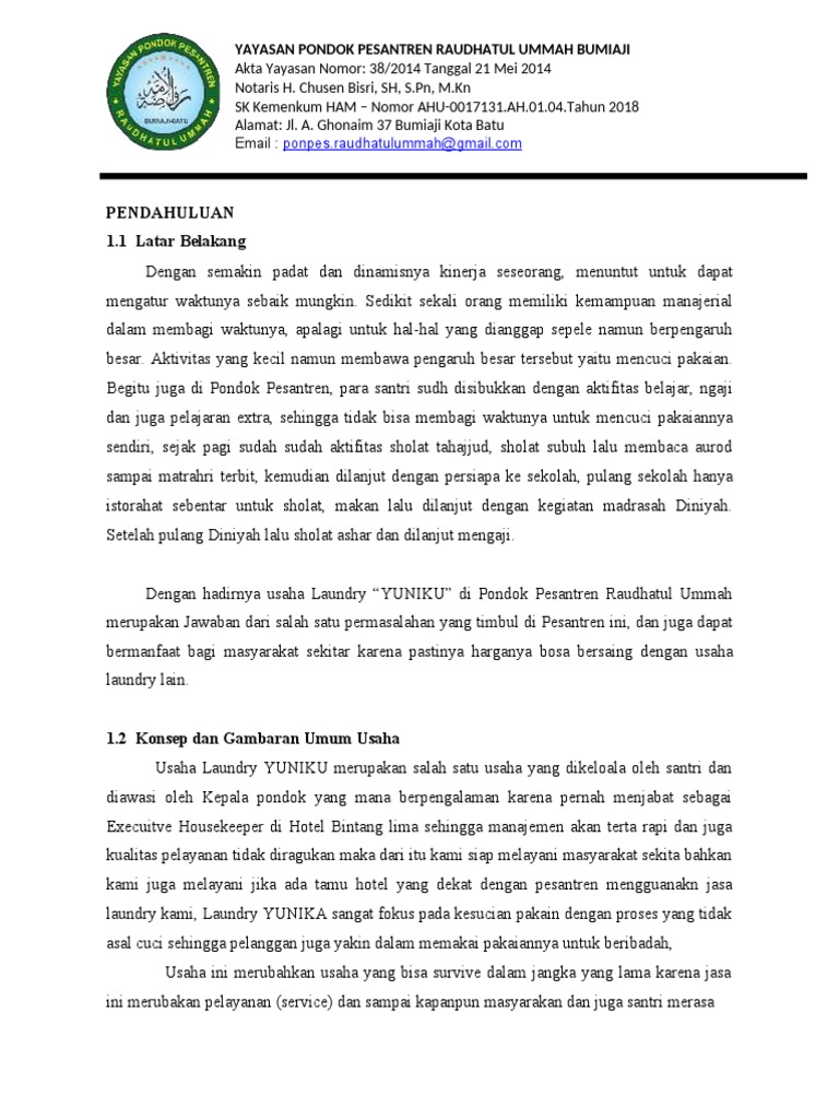 Profil Usaha Laundry PPRU | PDF