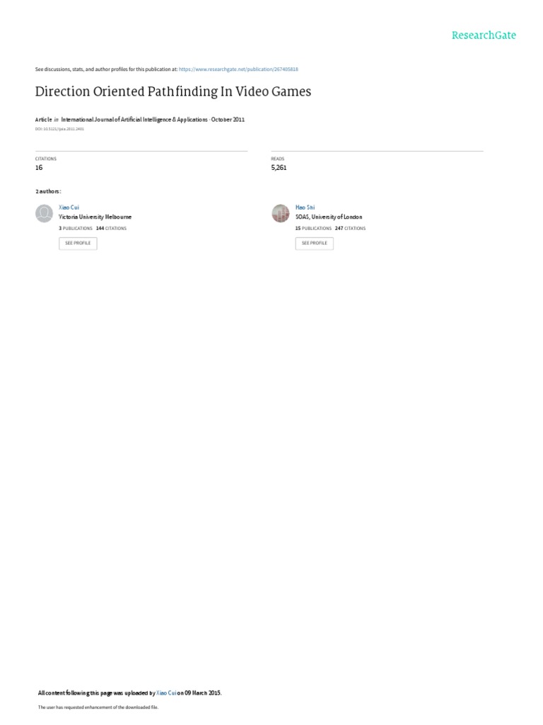 Direction Oriented Pathfinding in Video Games | PDF | Algorithms ...