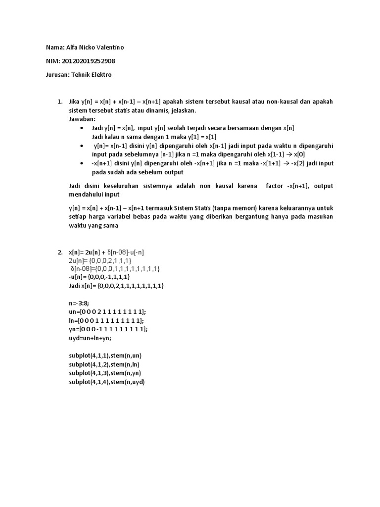 Tugas IV - Sistem Waktu Diskrit | PDF | Metode & Bahan Ajar