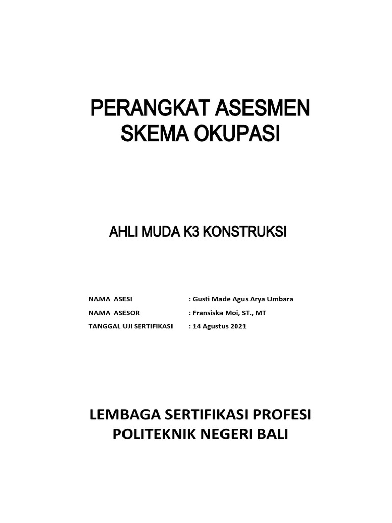 Cover & Ceklis Dokumen Ahli Muda k3 Konstruksi | PDF