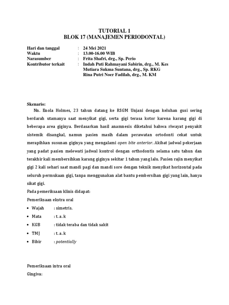 Tutorial 1 Blok 17 - (2021) Mahasiswa Edit | PDF