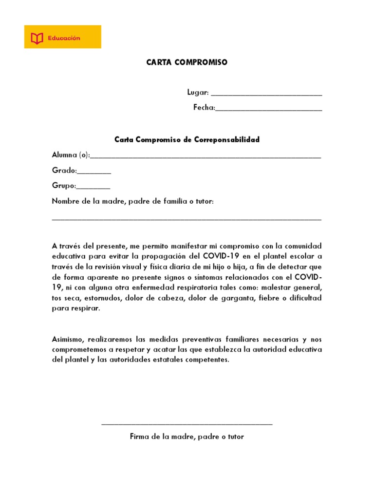 Formato de Carta Compromiso | PDF