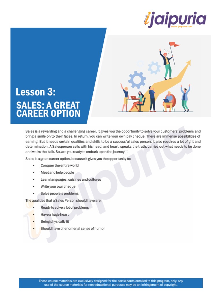 Sales A Great Career Option | PDF | Career & Growth | Self-Improvement