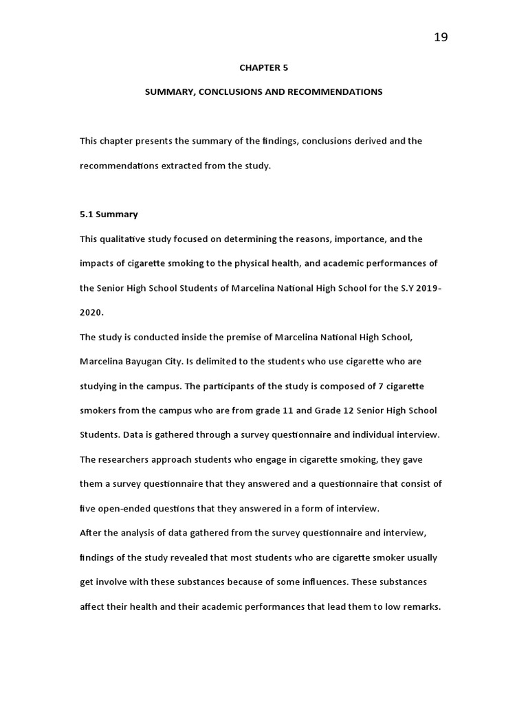 Chapter 5 Summary, Conclusions and Recommendations | PDF | Survey ...