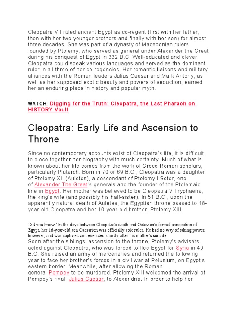 Cleopatra VII: The Life and Reign of the Last Active Pharaoh of Ancient ...