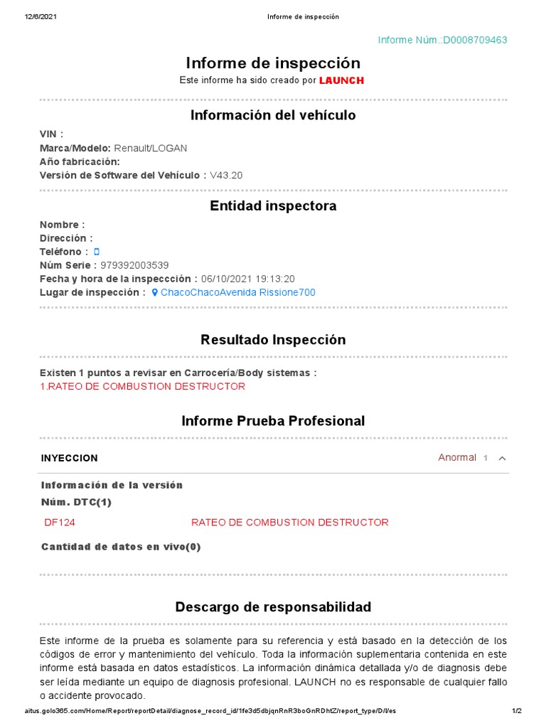 Informe de Inspección | PDF | Tecnología e ingeniería