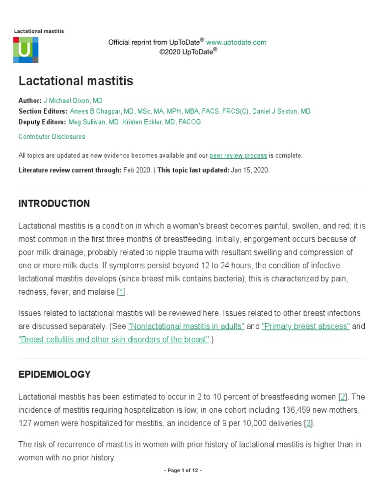 Lactational Mastitis Puerperal 2020 | PDF | Medical Specialties ...