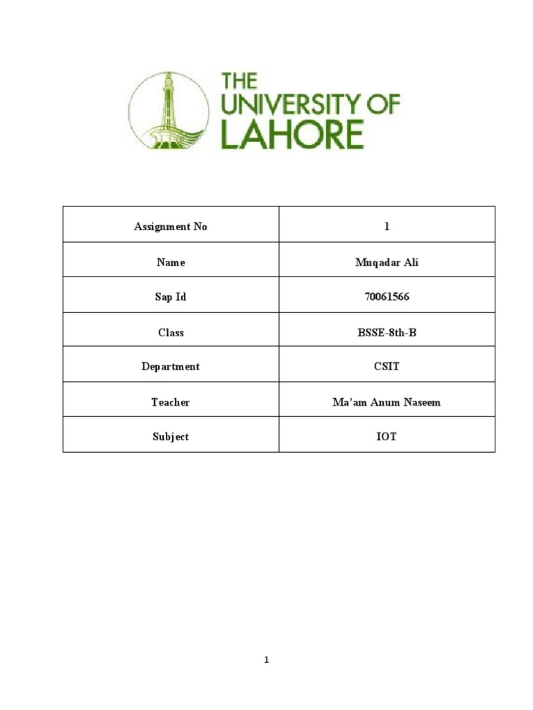 Assignment 1 Muqadar Ali 70061566 | PDF | Internet Of Things | Mobile App