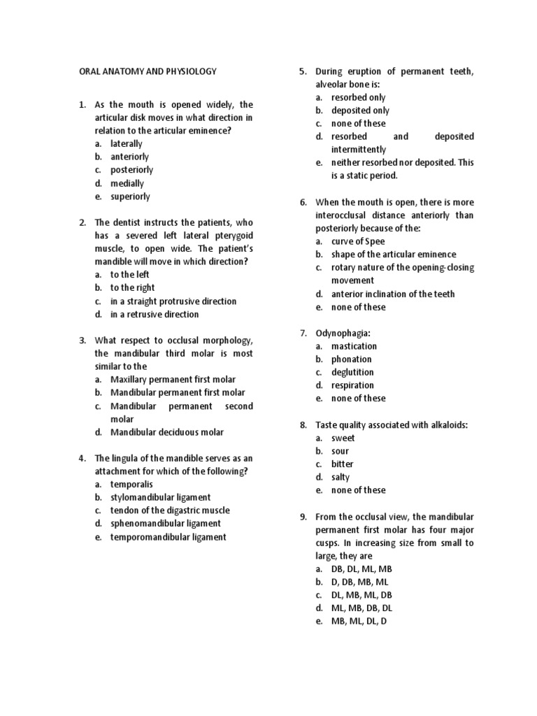 Oral Anatomy and Physiology (Review Center) | PDF | Human Anatomy ...
