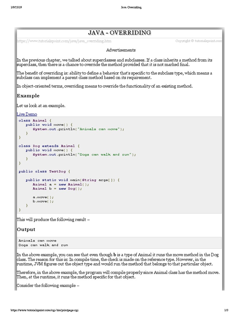 Java Overriding Pdf Method Computer Programming Inheritance