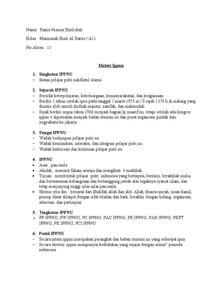 Resume Sosialisasi Ipnu Ippnu Rania | PDF