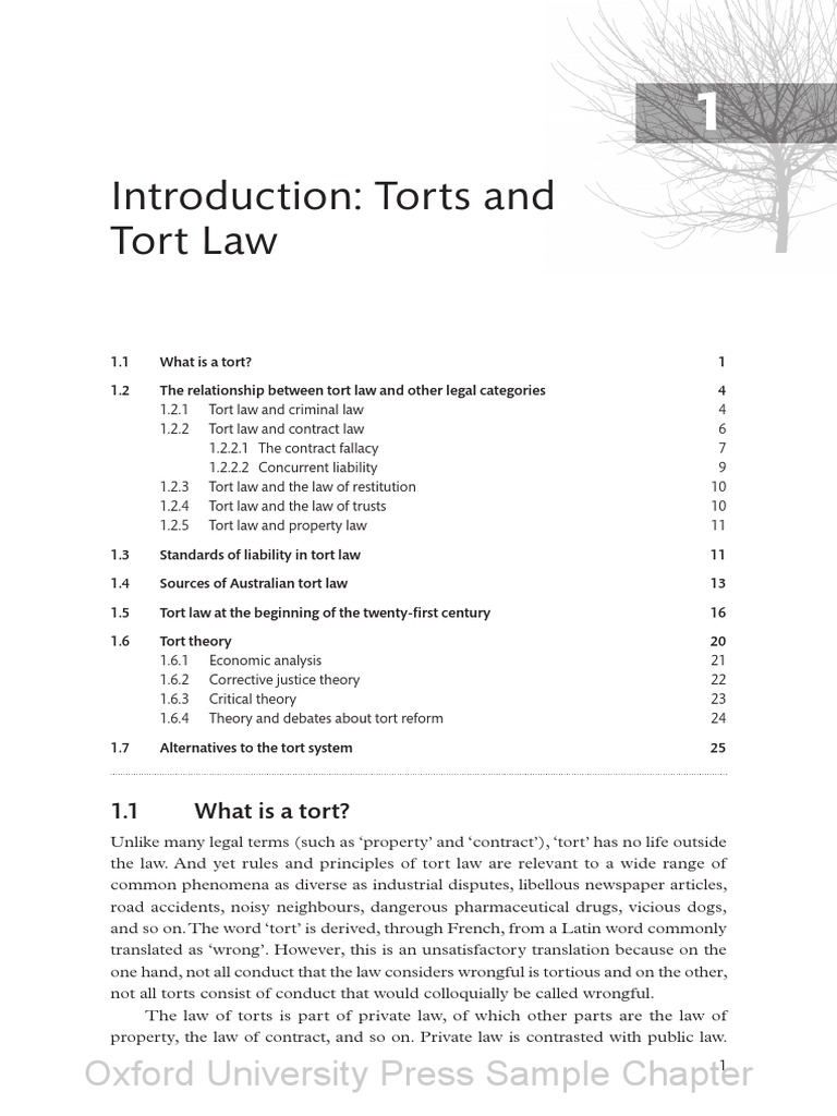 Introduction: Torts and Tort Law: Oxford University Press Sample ...